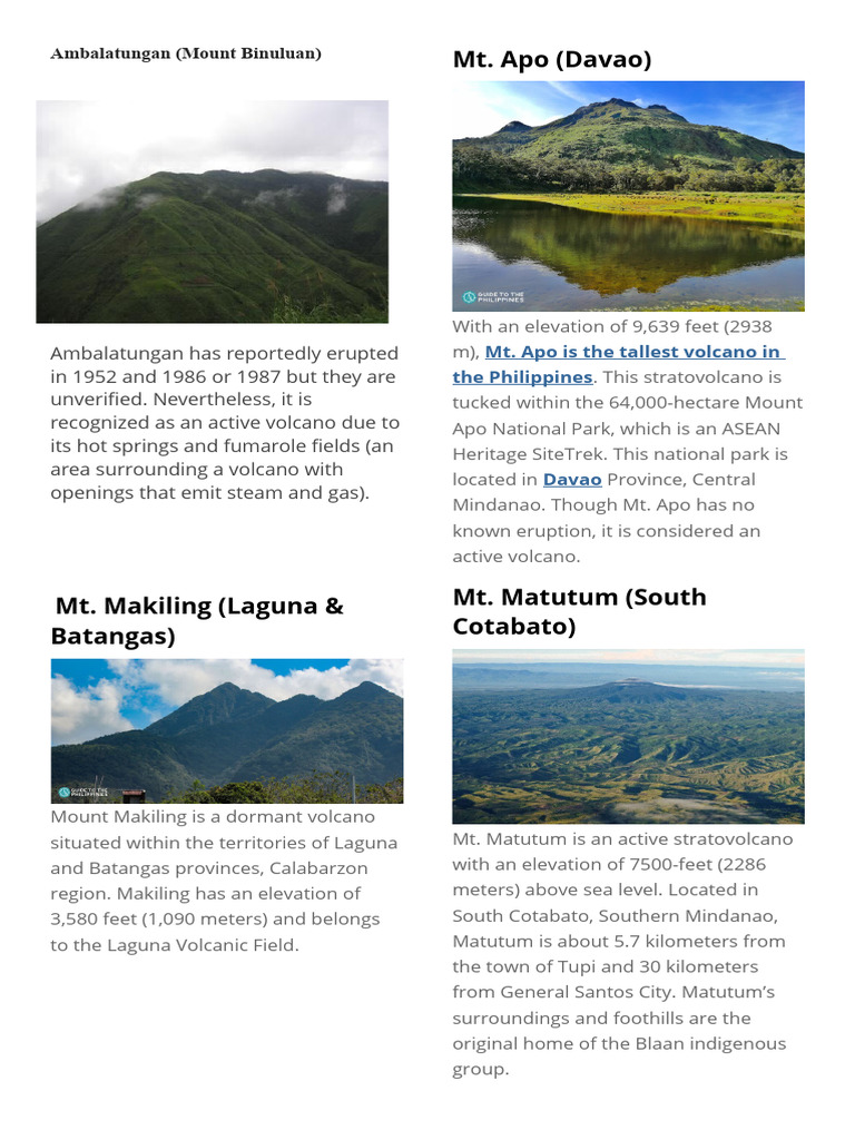 Overview of Philippine Volcanoes | PDF | Volcano | Geology
