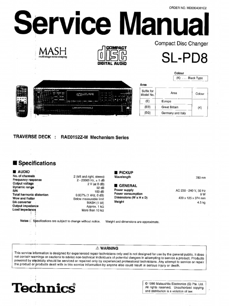 Technics CD Sl-pd8 | PDF