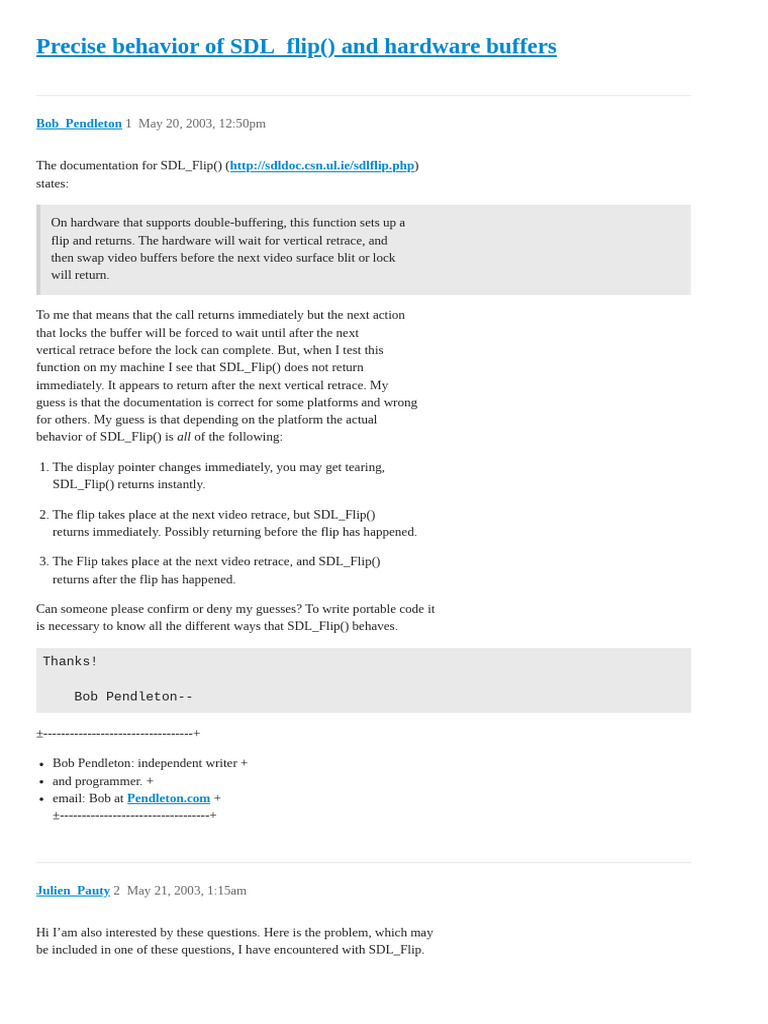 Precise Behavior of SDL - Flip and Hardware Buffers - SDL Development - Simple Directmedia Layer ...