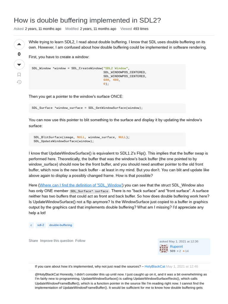 C How Is Double Buffering Implemented In Sdl2 Stack Overflow Pdf Graphics Computer 