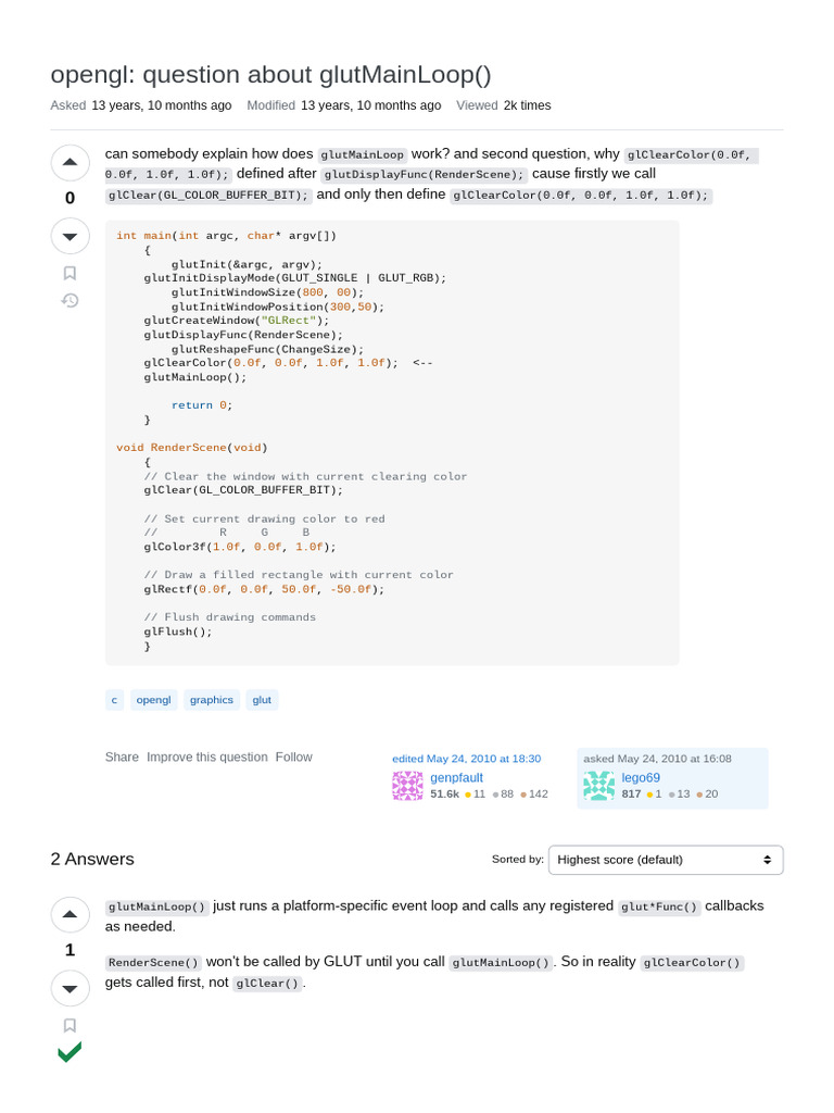 C - Opengl - Question About glutMainLoop - Stack Overflow | PDF | Computer Programming | Systems ...