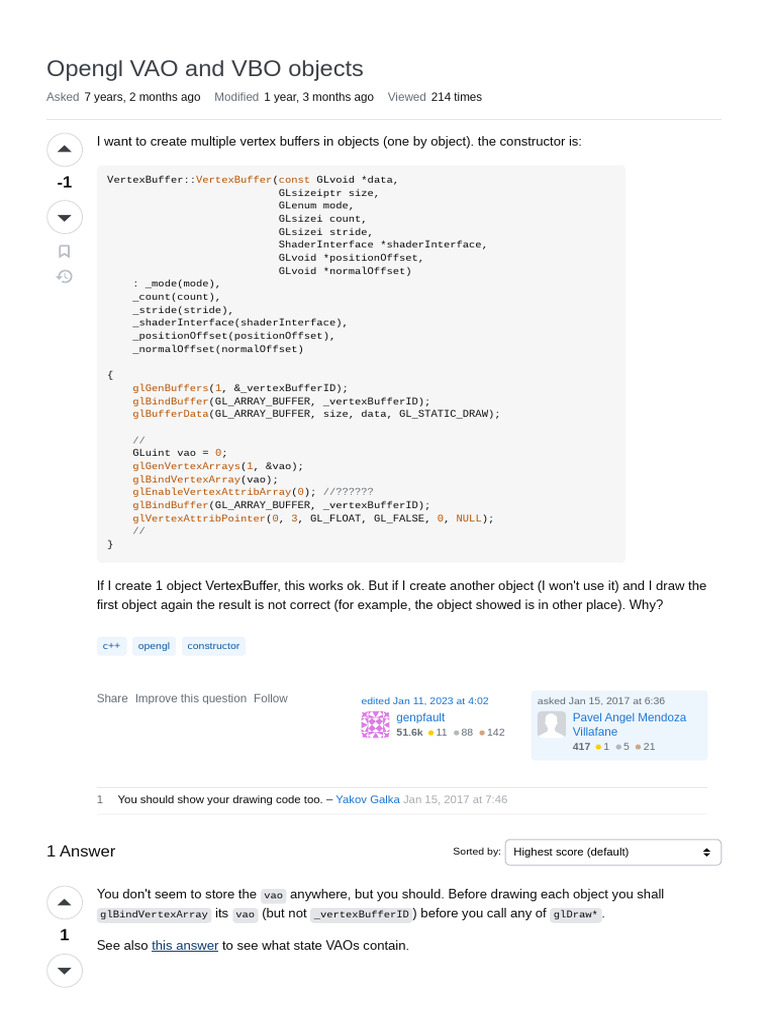 C Opengl Vao And Vbo Objects Stack Overflow Pdf Constructor Object Oriented 