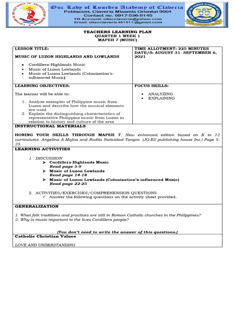 Teachers Learning Plan Mapeh 7 | PDF | Physical Fitness | Reading ...