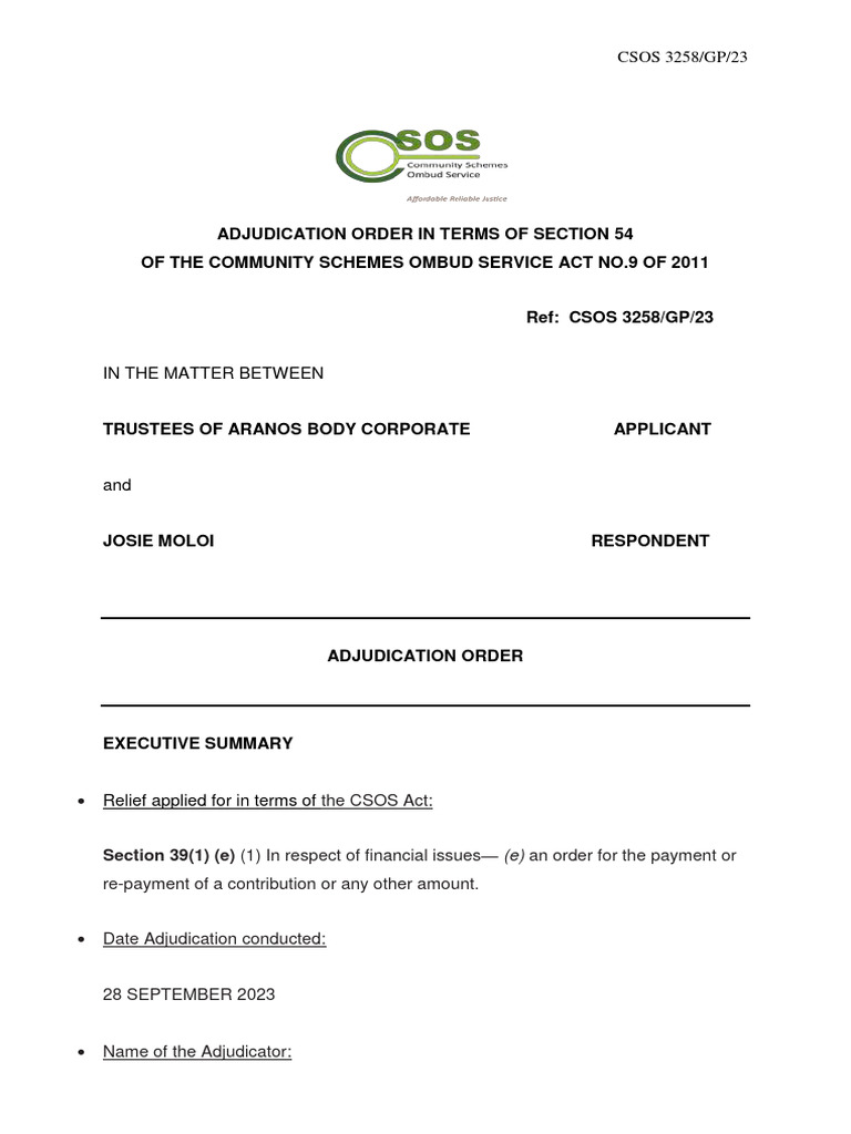 CSOS-3258-GP-23-ADJUDICATION-ORDER-39-1-e | PDF | Adjudication | Cheque