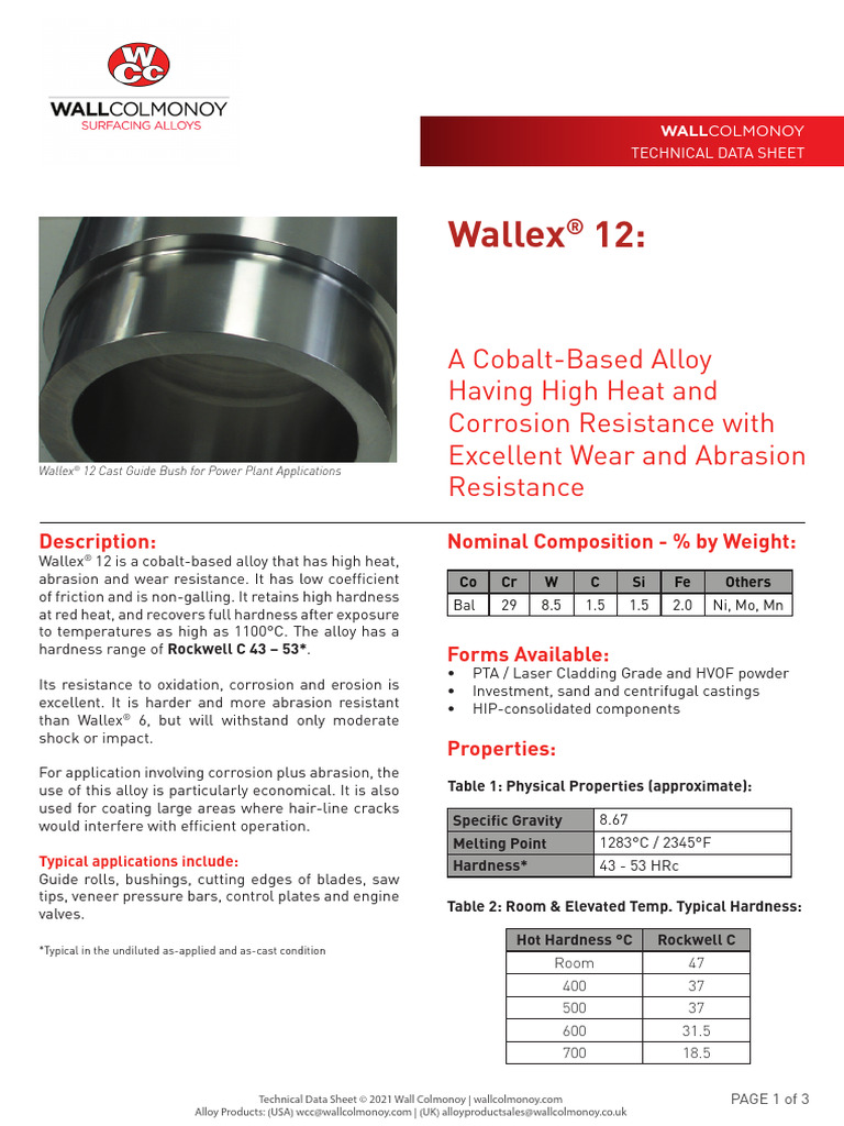Wall-Colmonoy Wallex-12 ENG January2021 | PDF | Construction | Welding