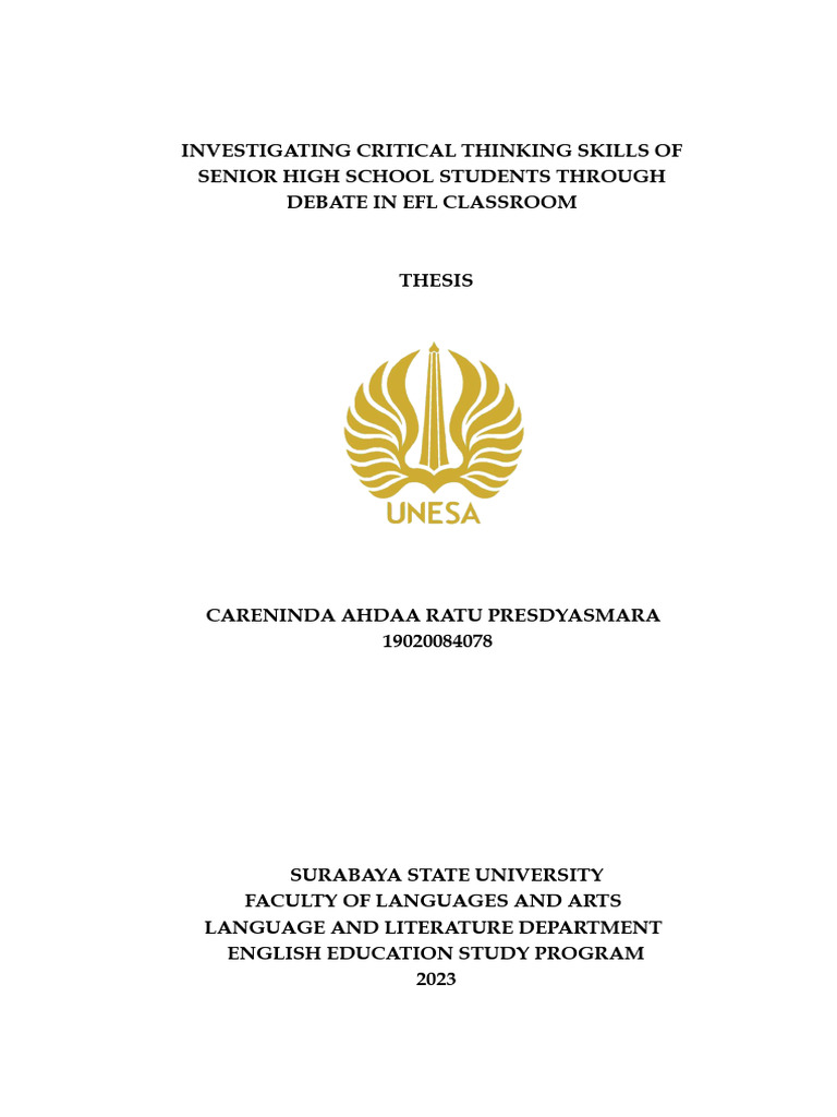 Investigating Critical Thinking Skills of Senior High School Students ...