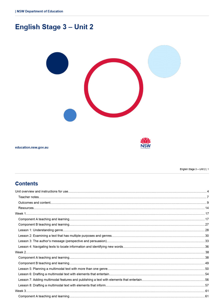 Stage 3 English Unit 2 Overview | PDF | Word | Sentence (Linguistics)
