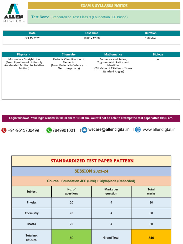 Exam & Syllabus Notice: Test Name | PDF