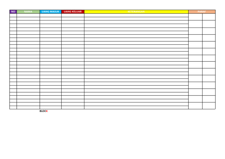 Data Uang Masuk Dan Keluar Dari Kas Regu B | PDF