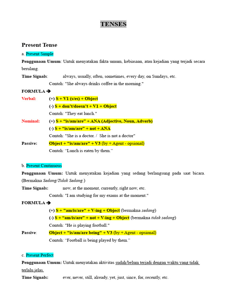 TENSES | Download Free PDF | Syntax | Linguistic Morphology