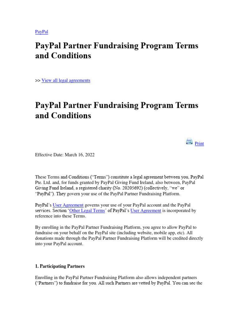 PP PFP TNC 031622 | PDF | Pay Pal | Fundraising