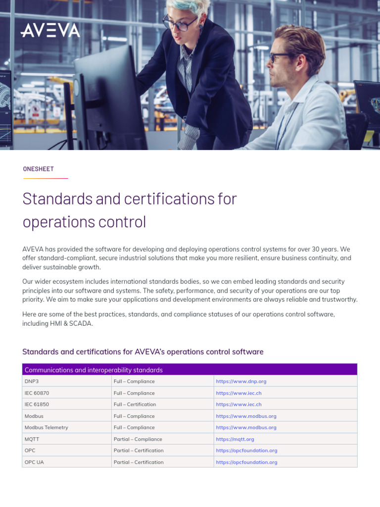 AVEVA Operations Control Standards Overview | PDF | Regulatory ...