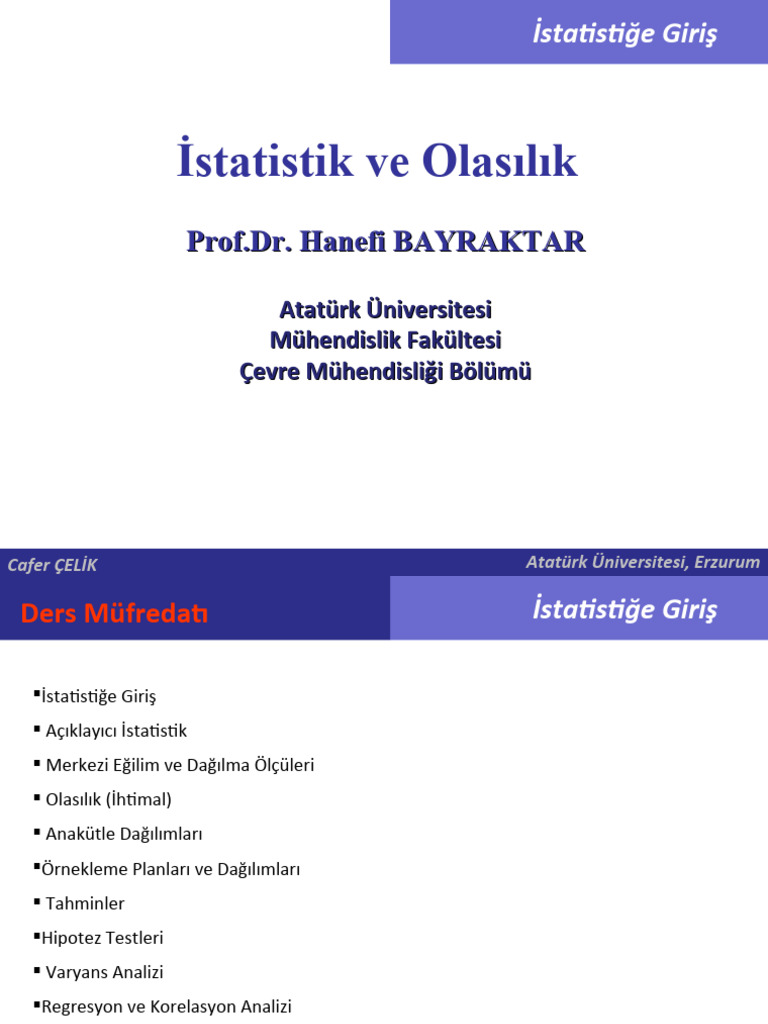 Ders 1 Istatistige Giris | PDF