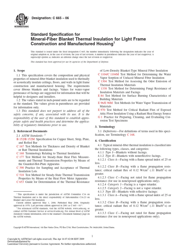 ASTM C665 | PDF | Thermal Insulation | Corrosion