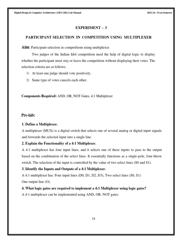 Experiment 3 - DDCA | PDF | Computer Engineering | Electronics