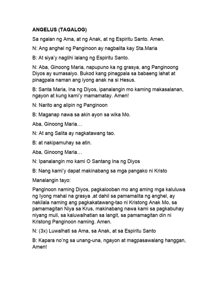 Angelus (Tagalog) | PDF