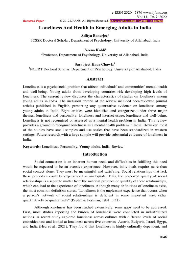 Rol Loneliness | PDF | Loneliness | Psychological Concepts