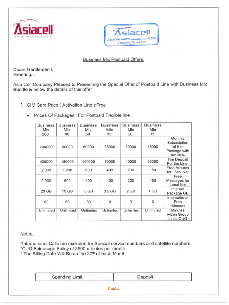 Business Mix Line Offer | PDF