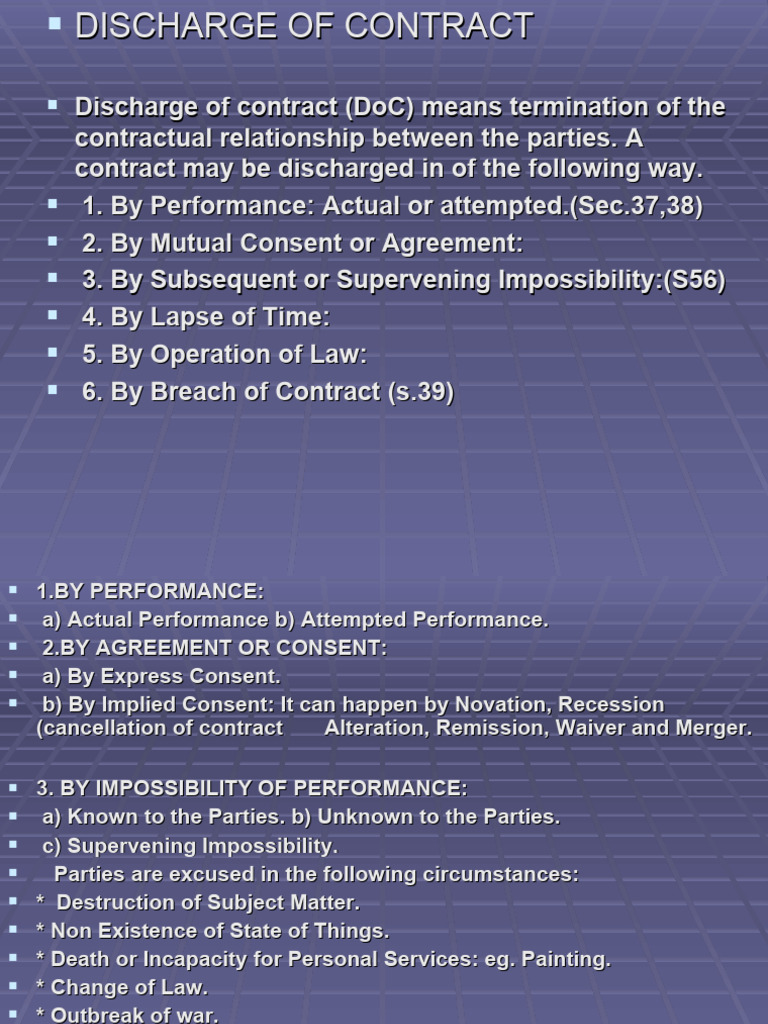 Discharge of Contract | PDF | Law