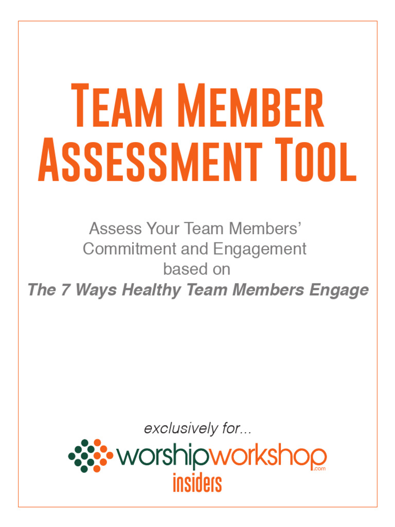 Team Engagement Assessment WW | PDF | Prayer | Worship