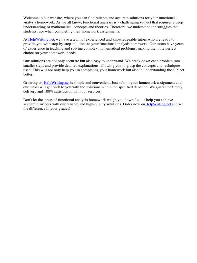 Functional Analysis Homework Solutions | Download Free PDF | Mathematical Analysis | Homework