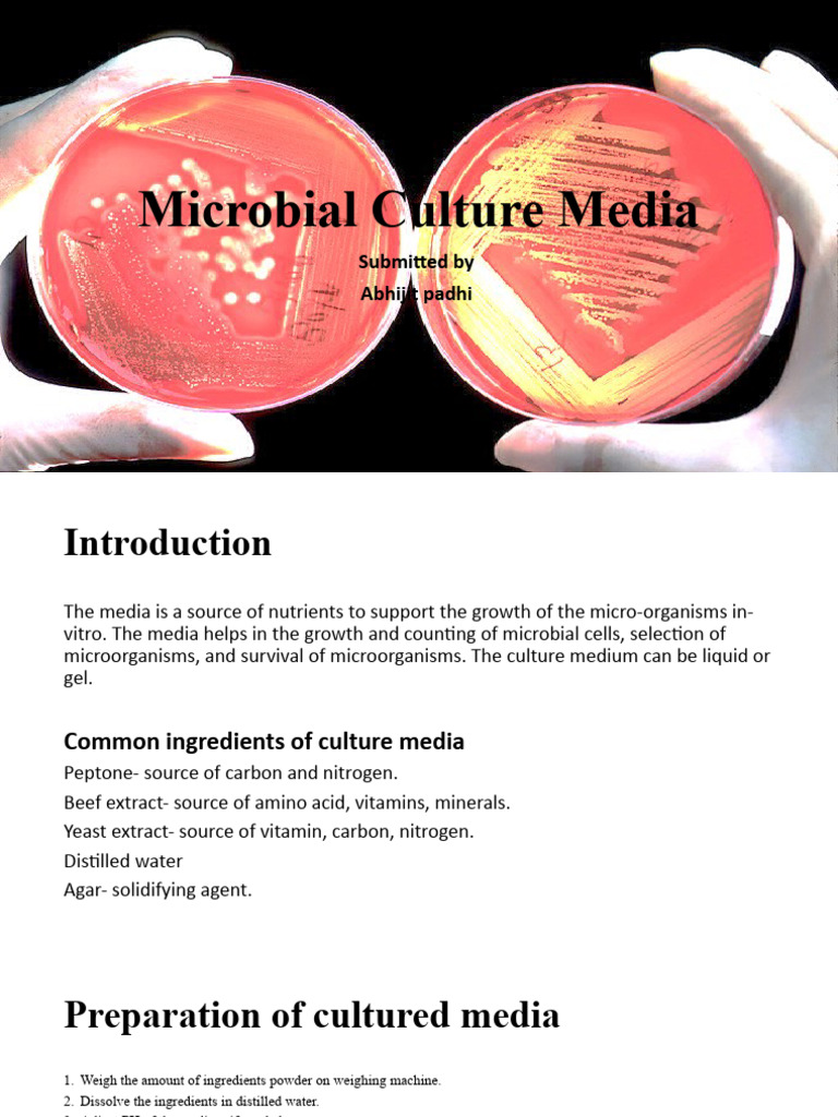 Microbial Culture Media | PDF | Growth Medium | Bacteria