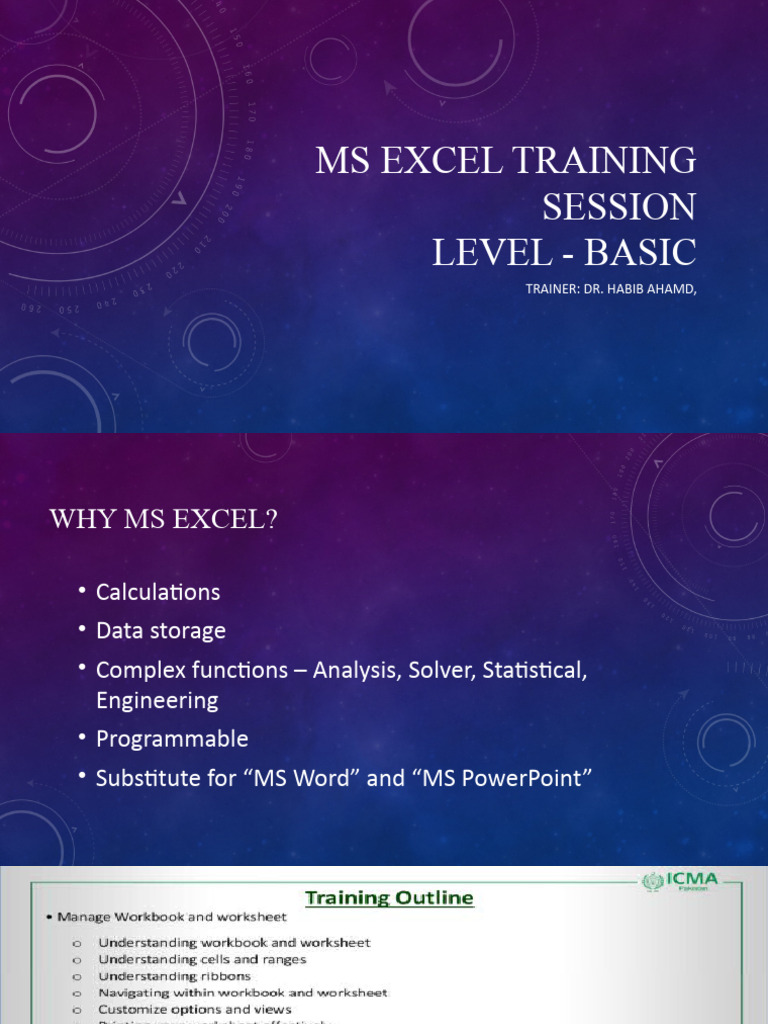 MS Excel Training PMC | Download Free PDF | Microsoft Excel | Worksheet