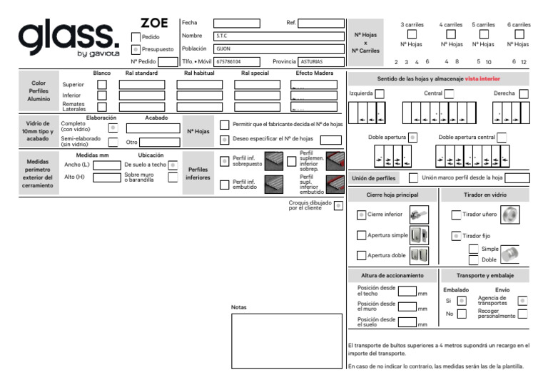 Plantilla - Hoja Pedidos Glass - Zoe_2022 | PDF