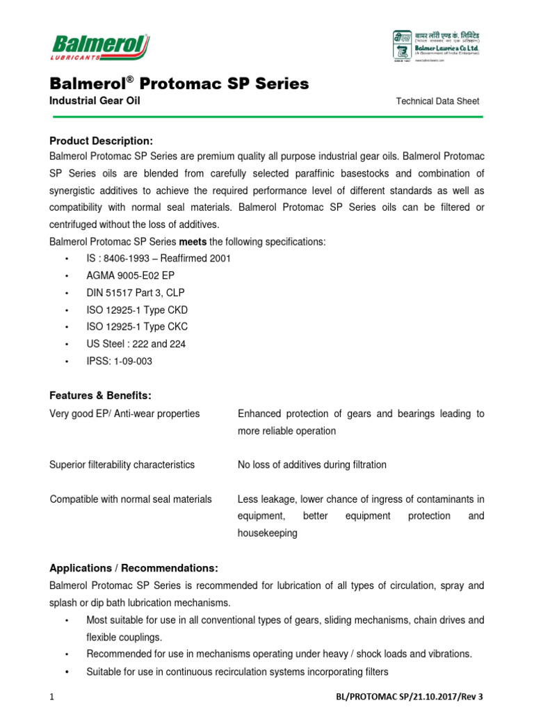 1482399867balmerol Protomac SP Series | PDF | Lubricant | Filtration