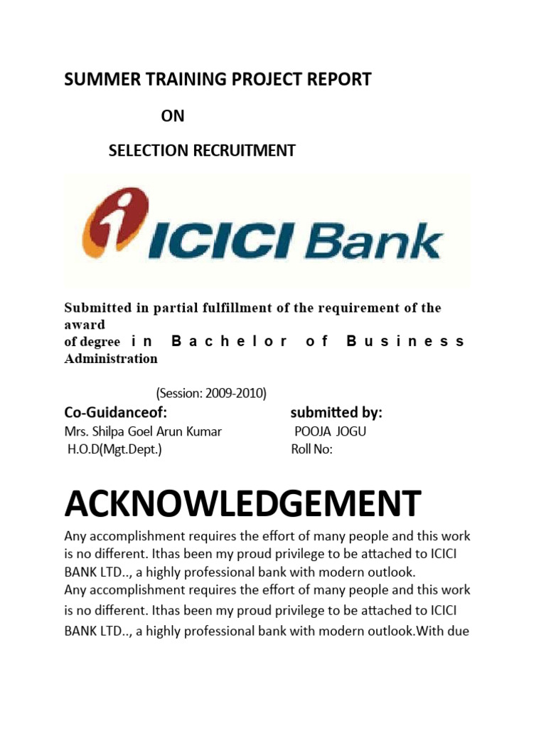 Summer Training Report on Recruitment | PDF | Recruitment | Labour ...