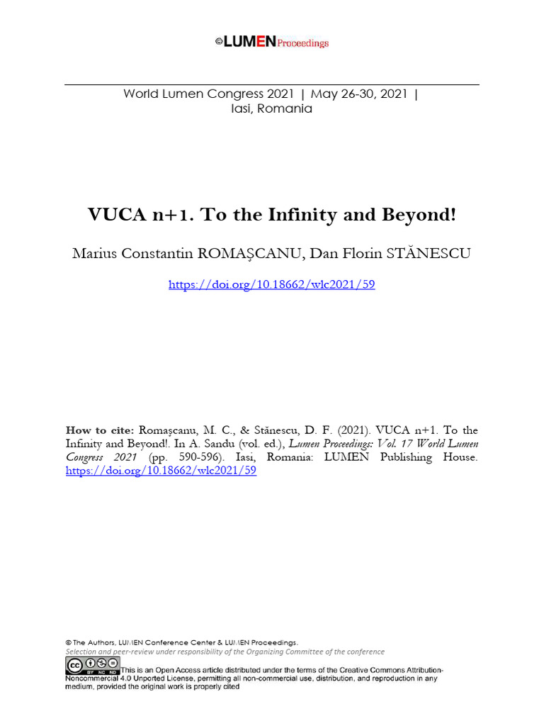 VUCA N 1 To The Infinity and Beyond | PDF | Information | Causality