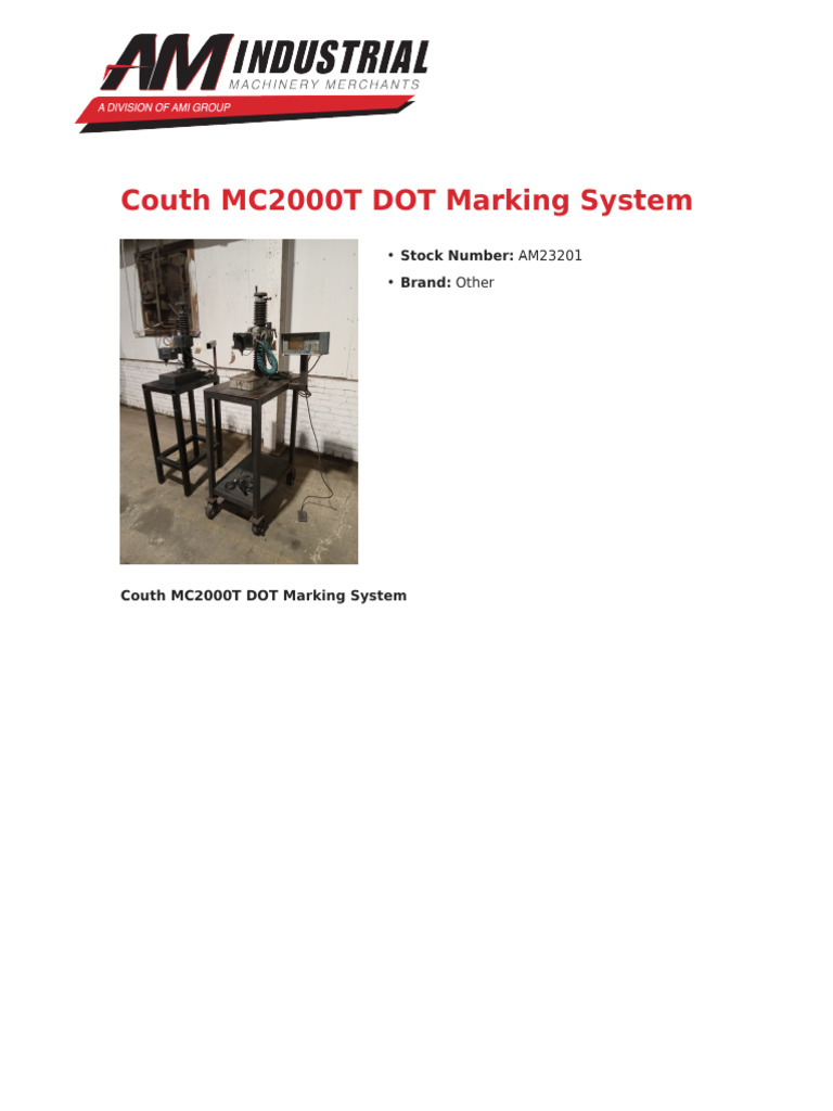 Couth MC2000T Marking System Overview | PDF | Computers | Technology ...