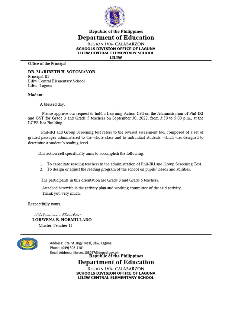 SLAC 2 Administration of Phil IRI and GST 1 | PDF | Pedagogy | Human ...