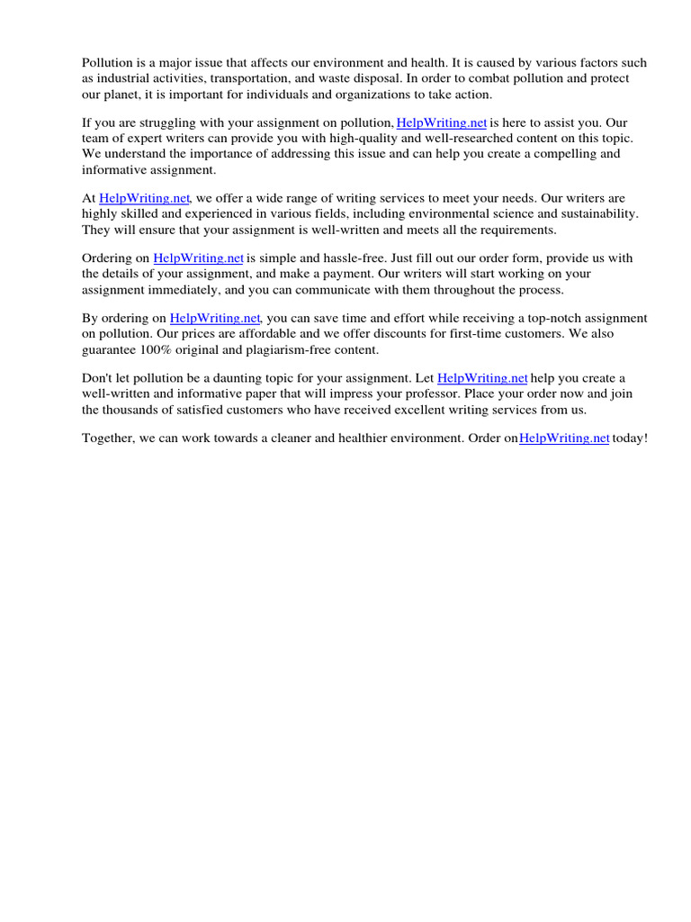 Assignment On Pollution | PDF | Atmosphere Of Earth | Air Pollution