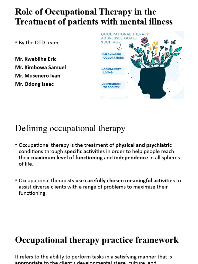 Role of Occupational Therapy in The Treatment of Mental Disorders | PDF ...