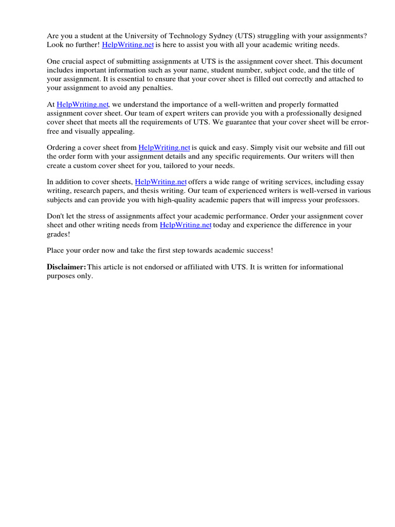 Uts Assignment Cover Sheet | Download Free PDF | Turnitin | Eigenvalues ...