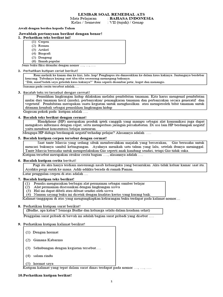 Soal Remedial Ats Genap 2024 | PDF