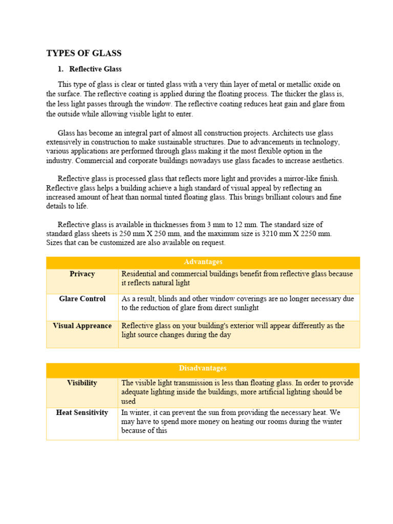 Types of Glass | Download Free PDF | Glasses | Mirror
