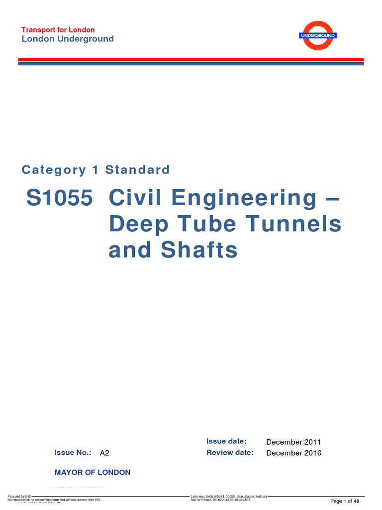 S1055 Civil Engineering - Deep Tube Tunnels and Shafts | PDF | Tunnel ...