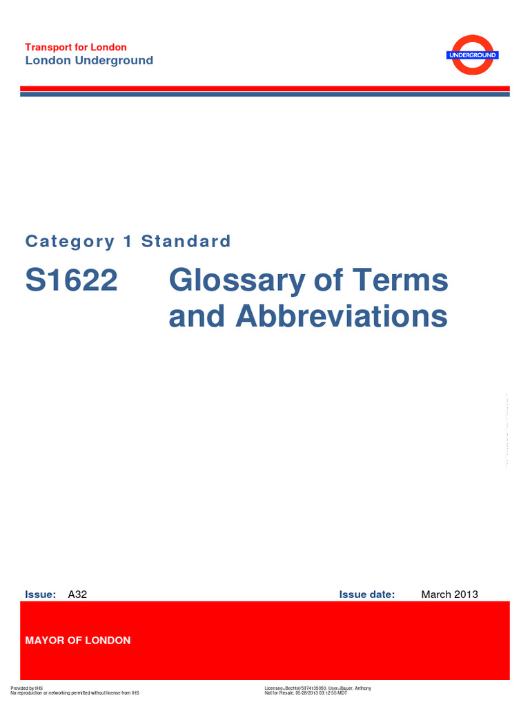 London Underground Terms Glossary | PDF | Technology & Engineering