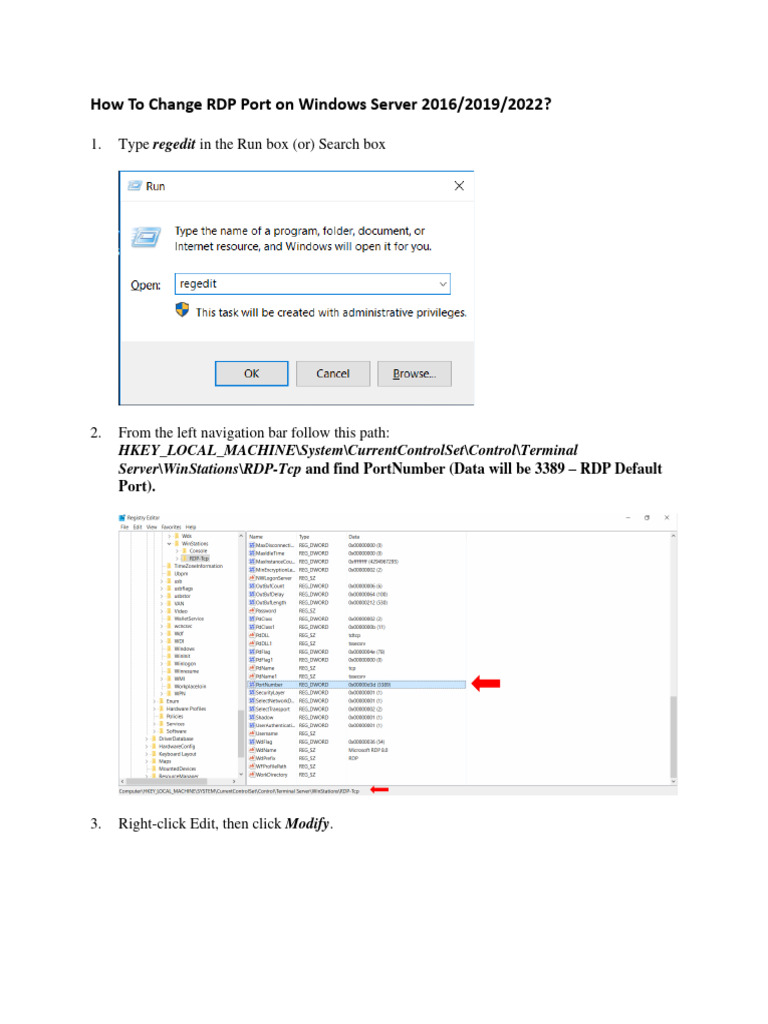 Change RDP Port Windows Server Guide | PDF | Business