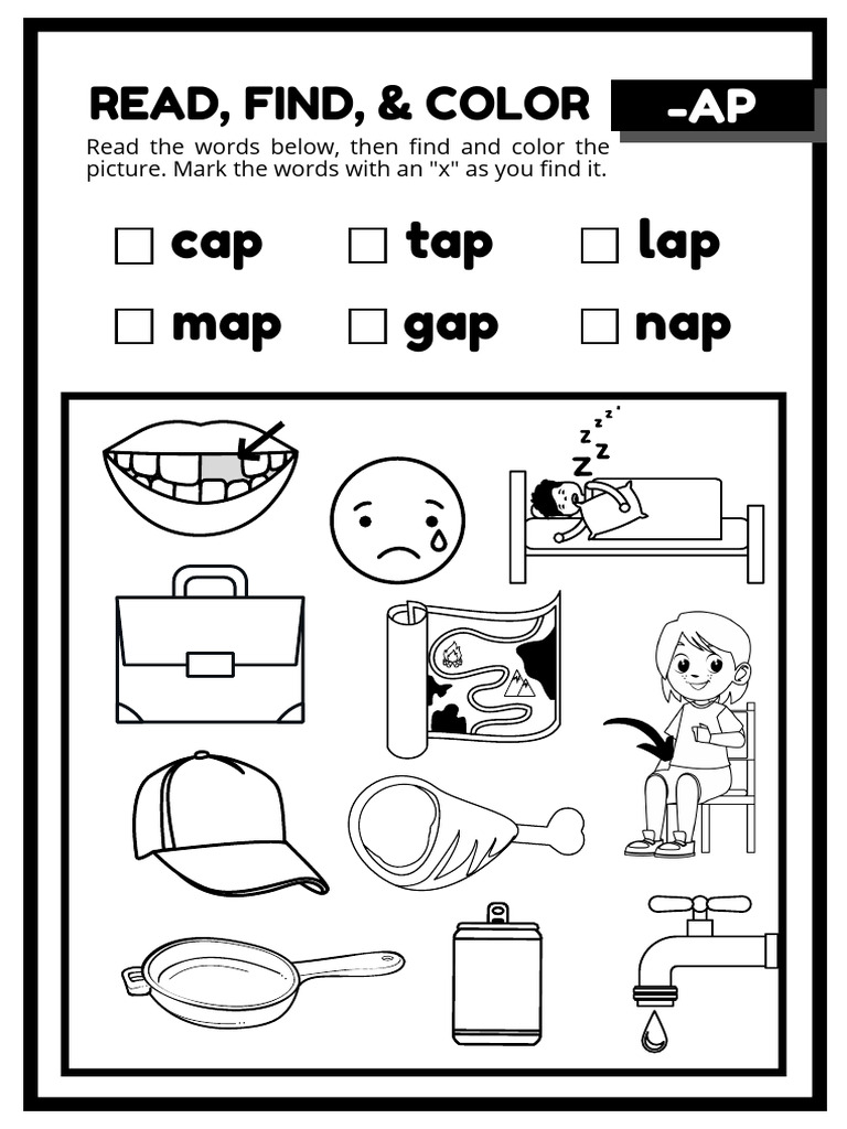 Read, Find, And Color CVC AP Word Family Worksheet | PDF