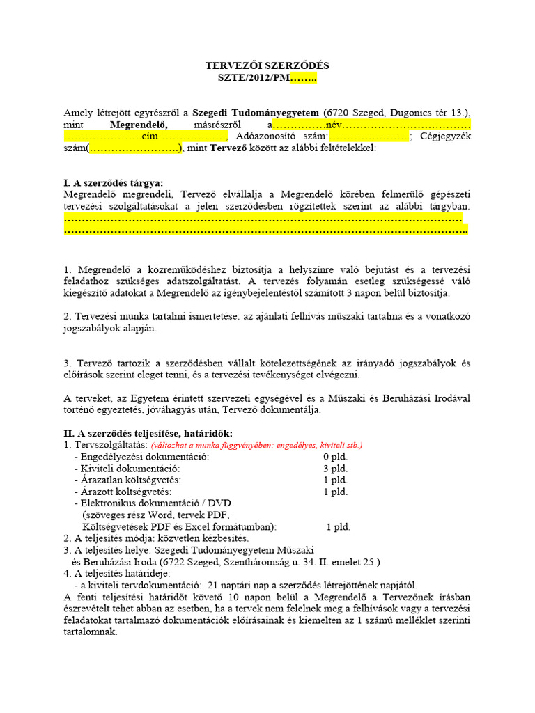 Tervezői Szerződés minta | PDF