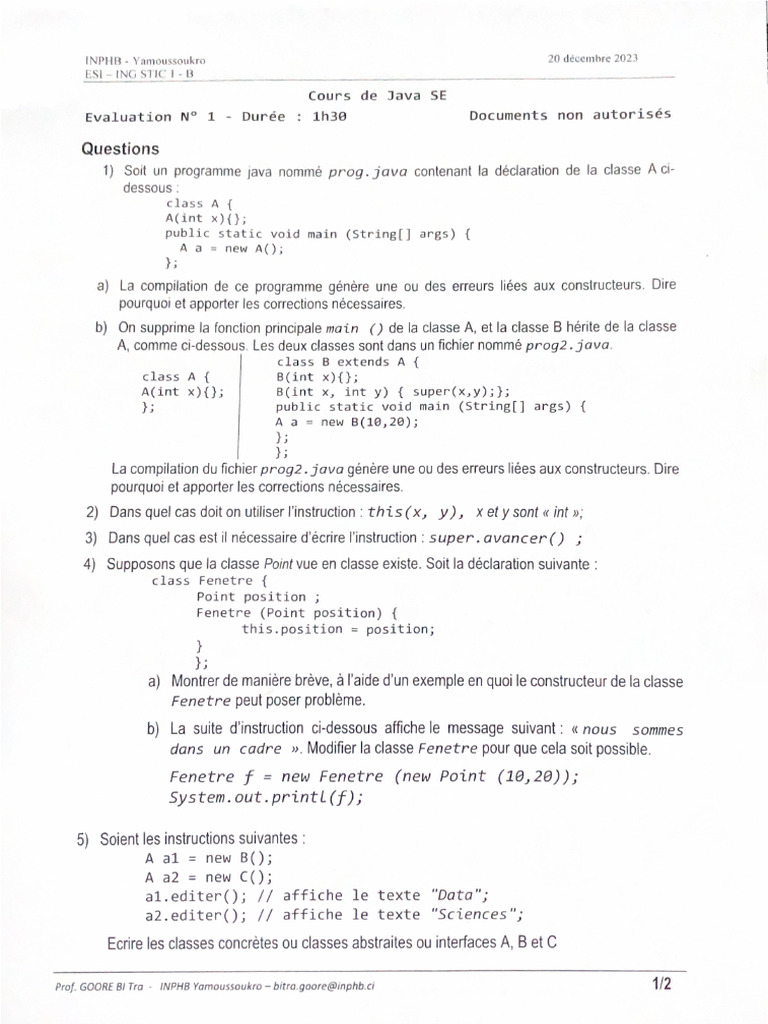 Dev Ing STIC 1 Java | PDF