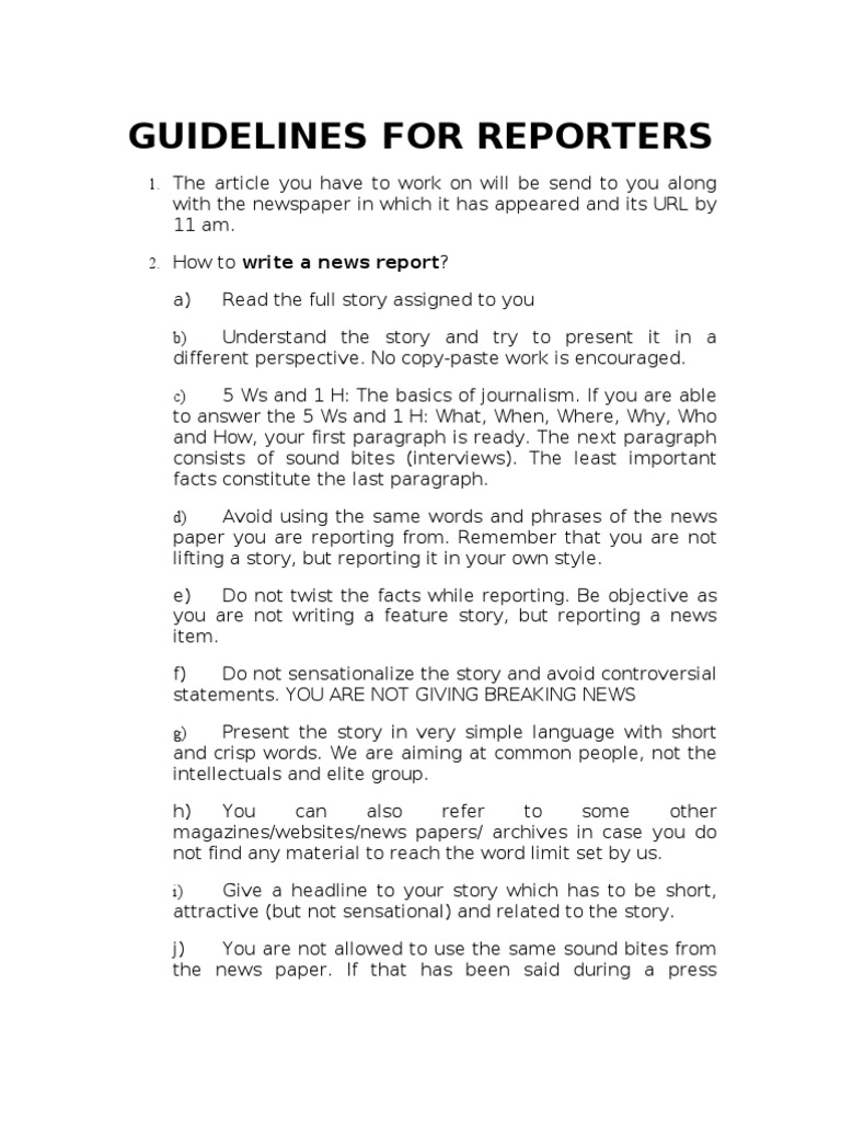 Rft-News Strory Guidelines | PDF