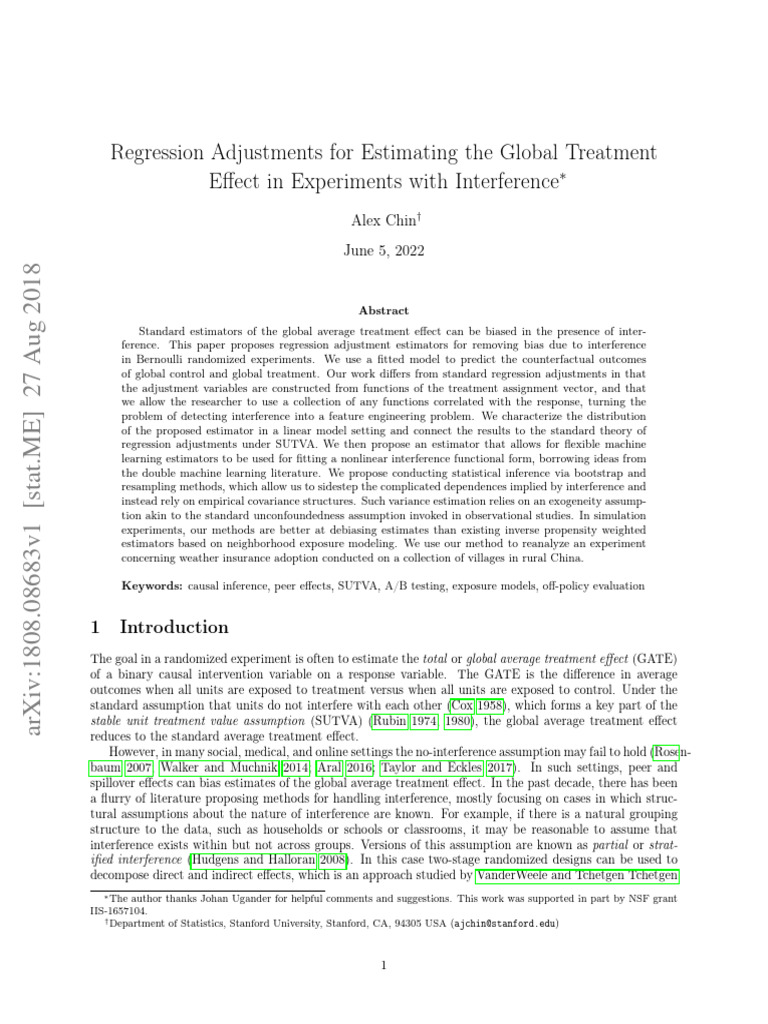 Regression Adjustments For Estimating The Global Treatment Effect in Experiments With ...
