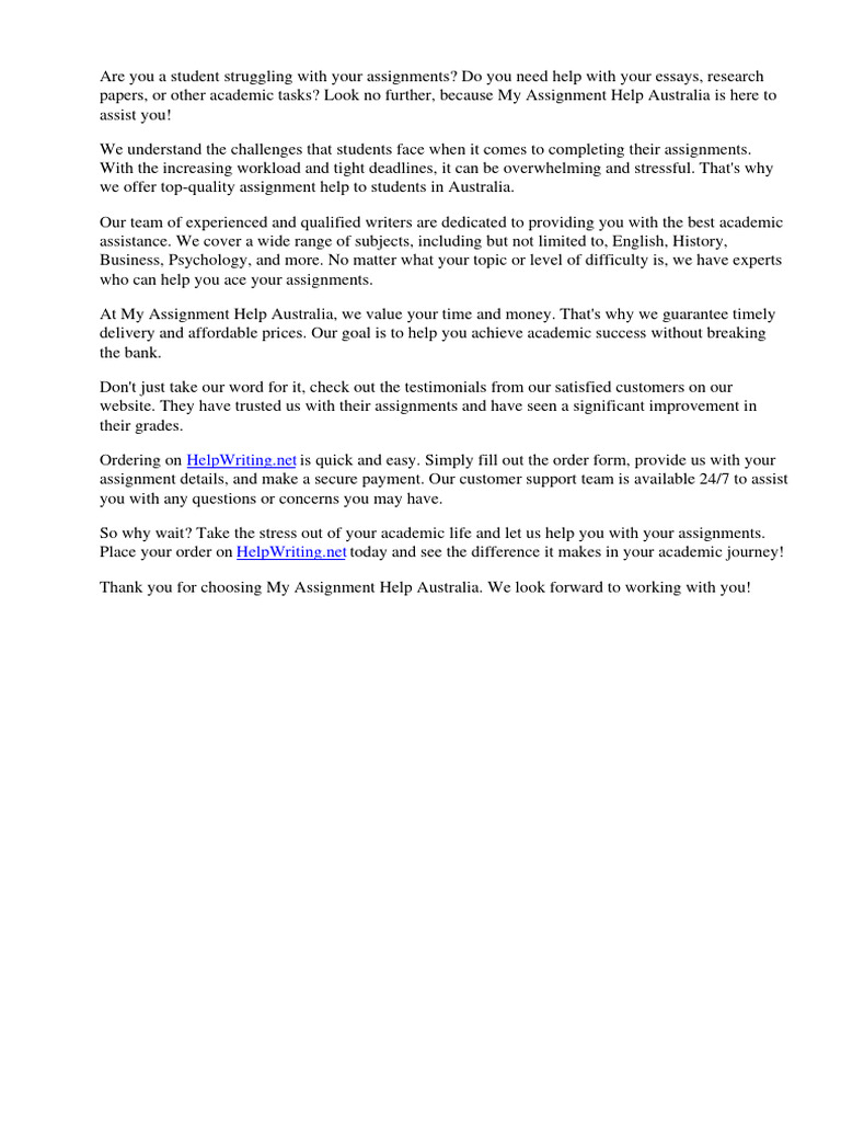 My Assignment Help Australia | PDF | Expert | Essays My Assignment Help Australia | PDF | Expert | Essays