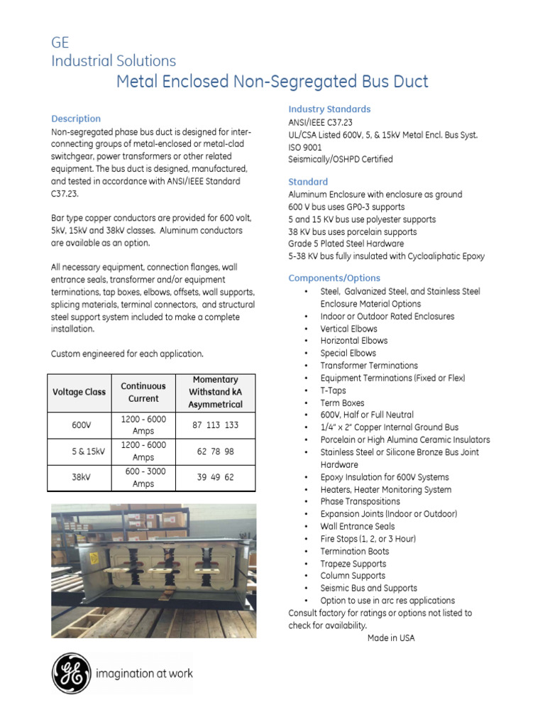 non-seg bus brochure 9-2015 | PDF | Duct (Flow) | Insulator (Electricity)