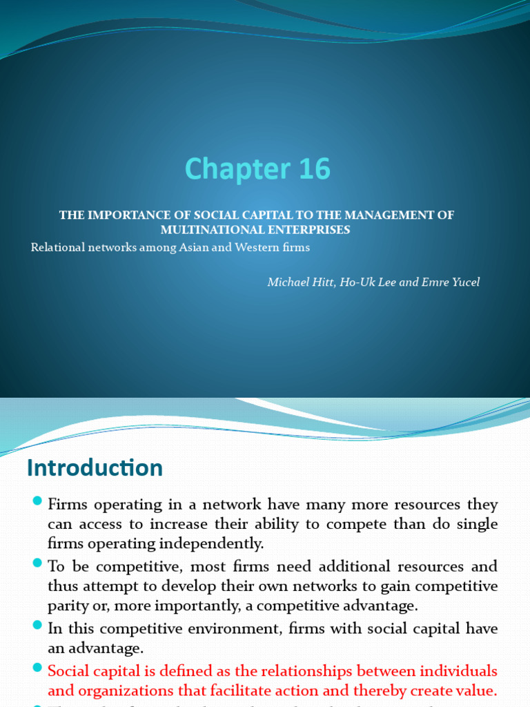 Chapter 16 - The Importance of Social Capital To The Management of Multinational Enterprises ...