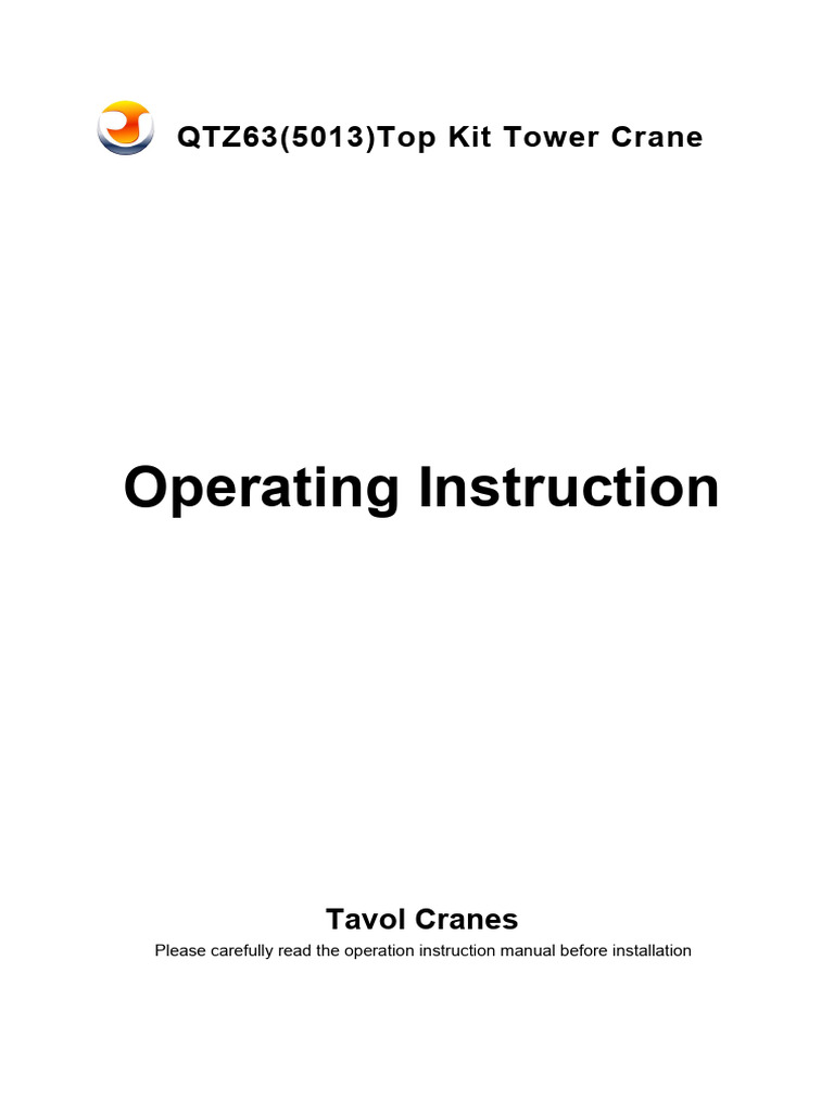 QTZ63(5013) Operating Instruction Tavol Cranes | PDF | Crane (Machine) | Manufactured Goods
